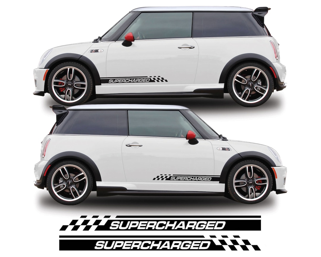 Supercharged Side Stripes for Mini Cooper S JCW R53 Vinyl Decal Sticker ...
