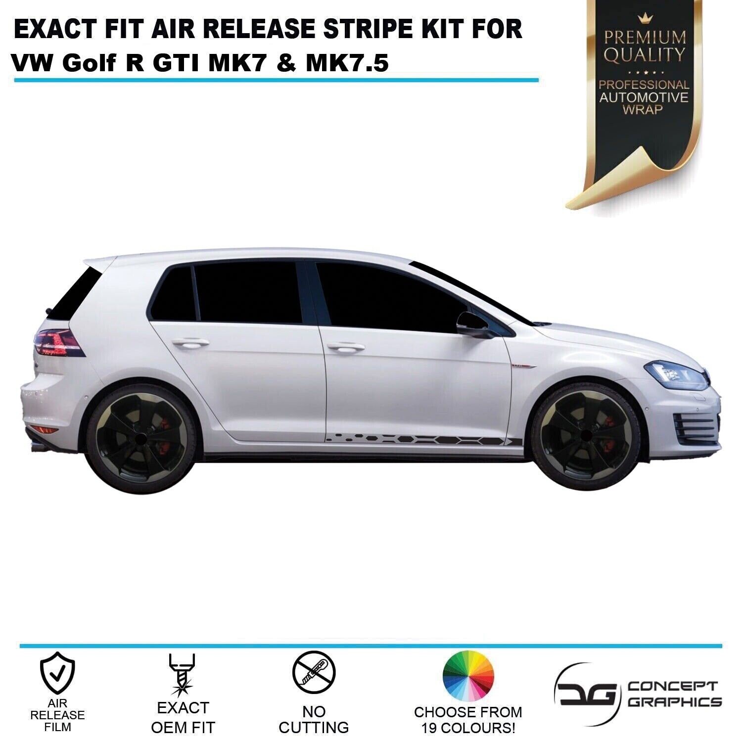 Hex Side Stripe Decal Stickers Graphics Kit Exact Fit Bubble Free Vinyl ...