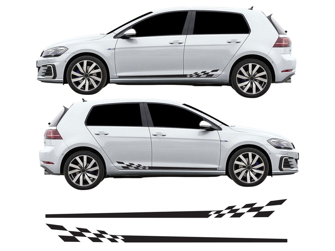 Checkered Side Stripe Decal Kit Air Release Vinyl Fits Volkswagen Golf ...