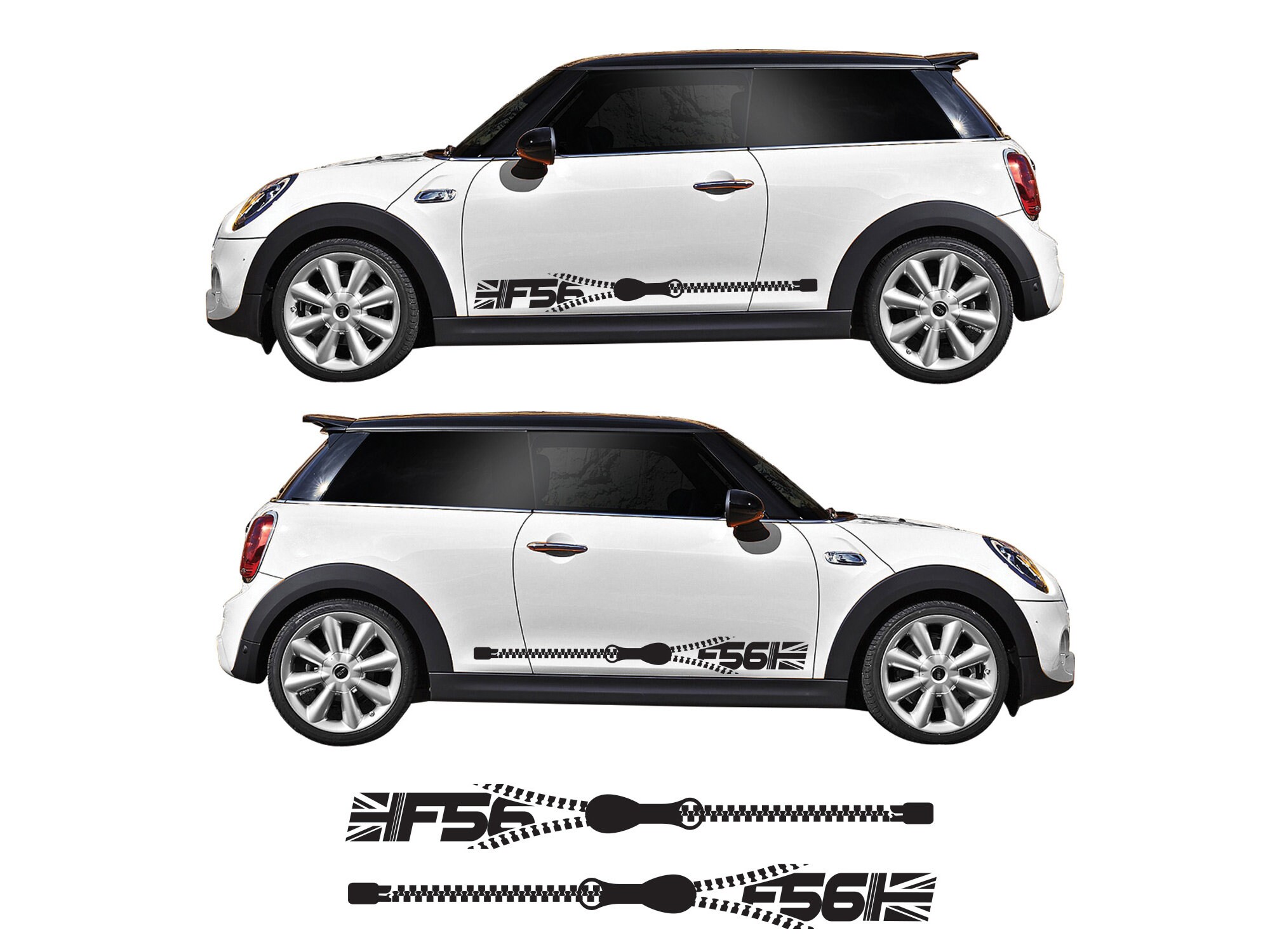 F56 Zip Side Stripe Vinyl Decal Sticker Graphics for F56 Mini Cooper S ...