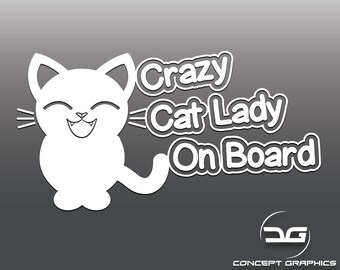 Crazy Cat Car Decal - Etsy