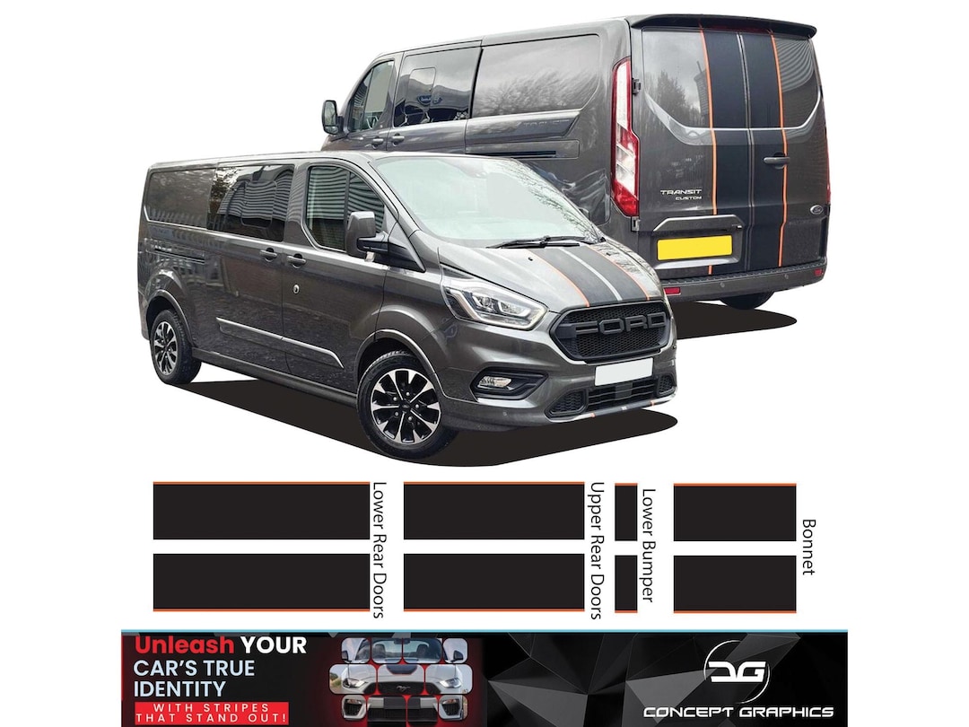 Fits Ford Transit Custom Van Bonnet & Barn Doors Vinyl Pin Viper ...