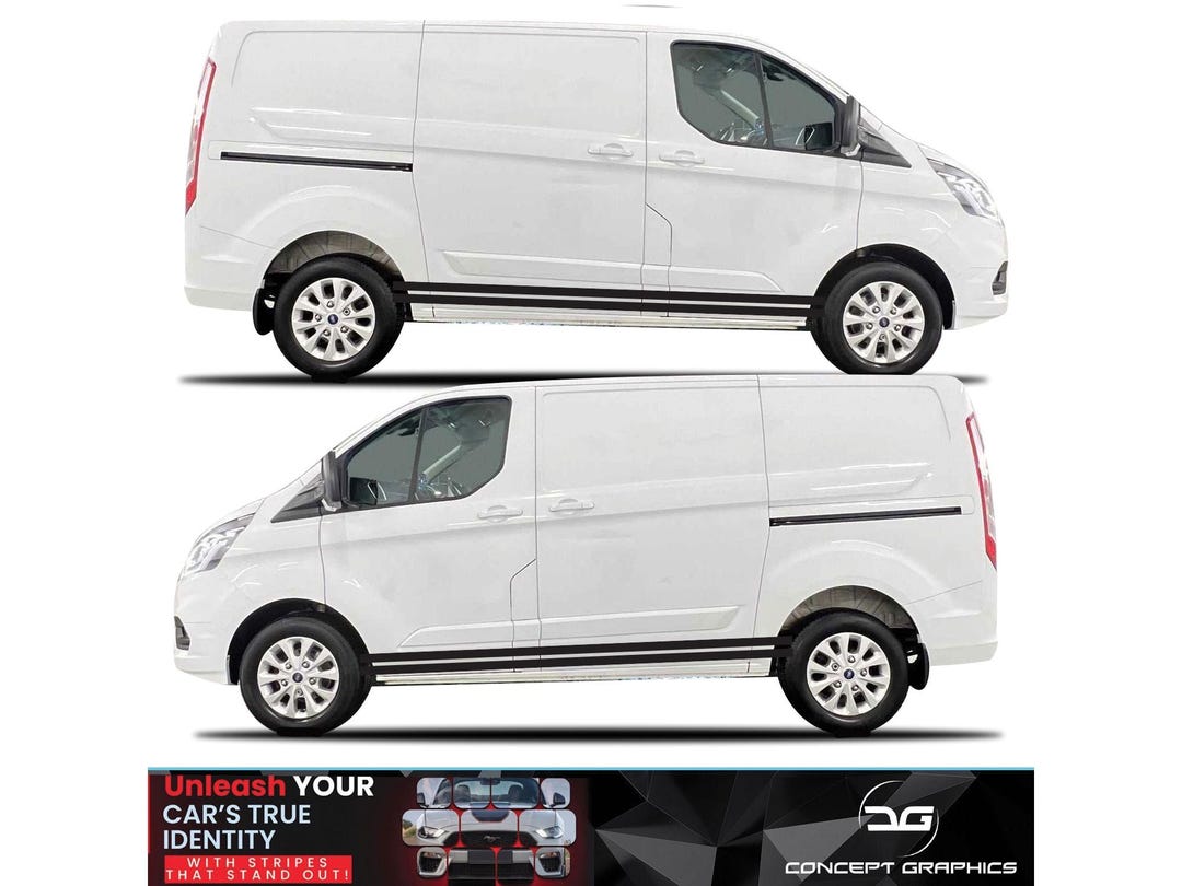 Lines Side Stripes Decal Stickers Vinyl Kit Fit Ford Transit Custom SWB ...