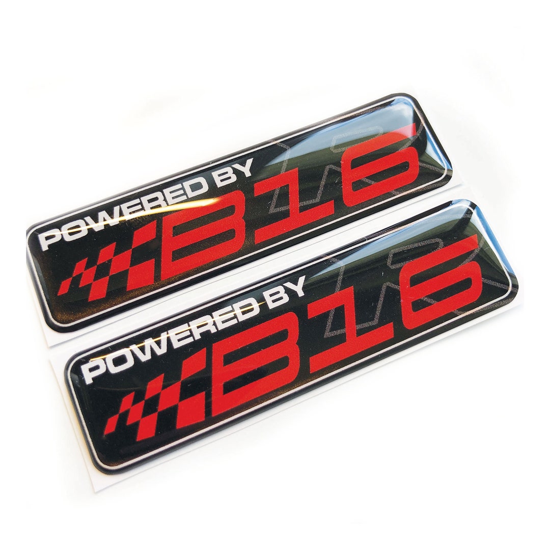 2x Powered by B16 Engine Car Wing 3D Decal Sticker Badges Fits Honda ...