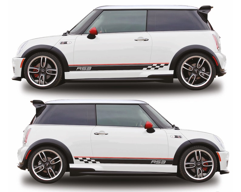 R53 Chequered Side Stripe Graphic Decal Stickers for R53 Mini Cooper S ...