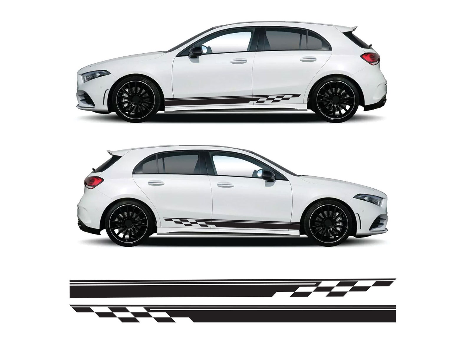 Sport Side Stripe Decal Kit Air Release Vinyl Fits Mercedes A-class A35 ...