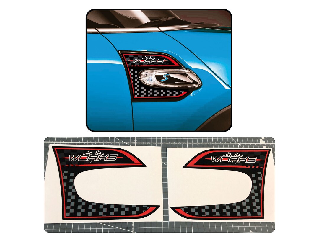 Works Side Trim Wing Badge Decals Stickers Fits Mini Cooper One JCW F56 ...