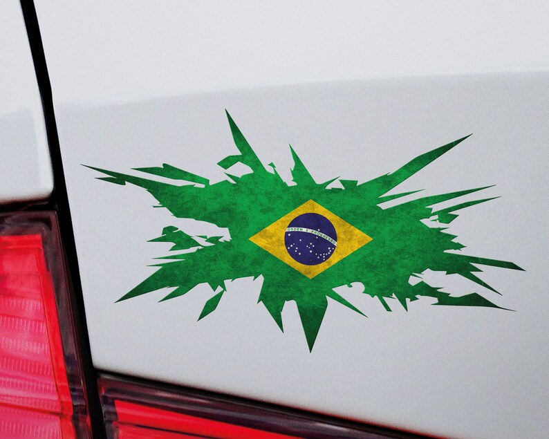 Brazil Brazilian Flag Rustic Flag Splatter Car Window Bumper - Etsy