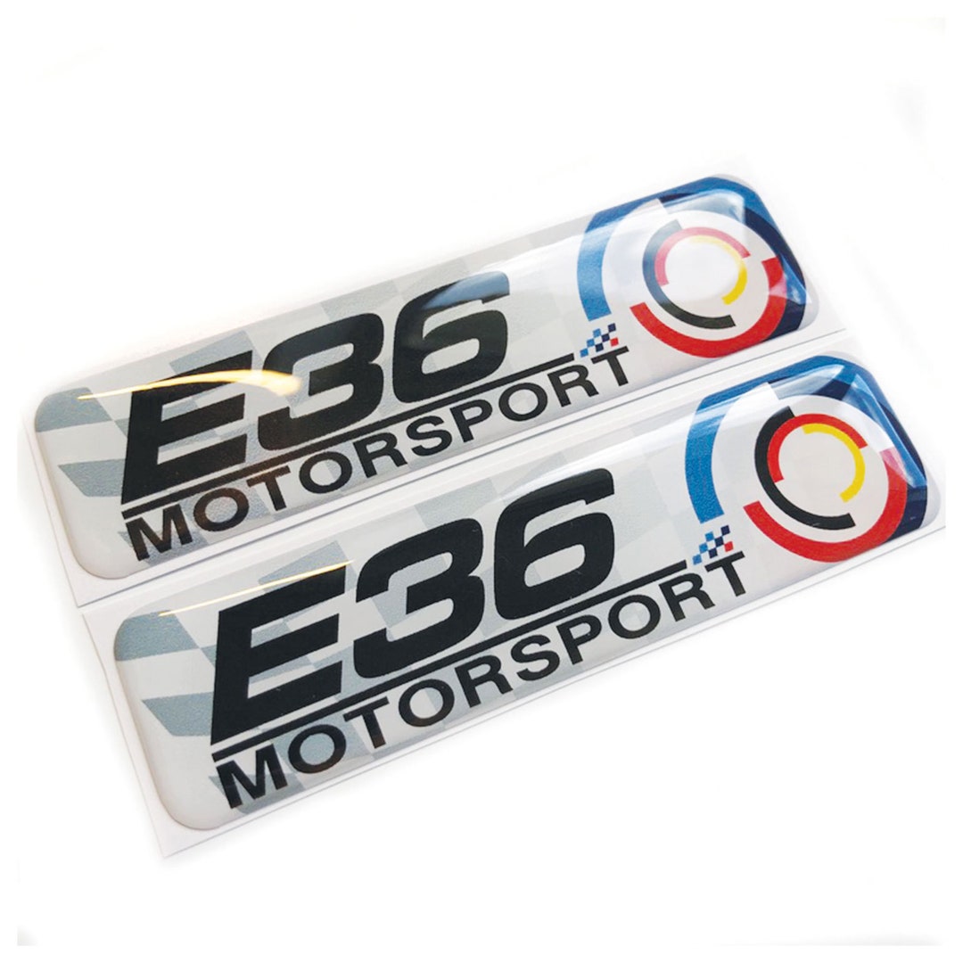 2x E36 Motorsport Wing 3D Domed Gel Decal Sticker Badges Fits BMW 3 ...