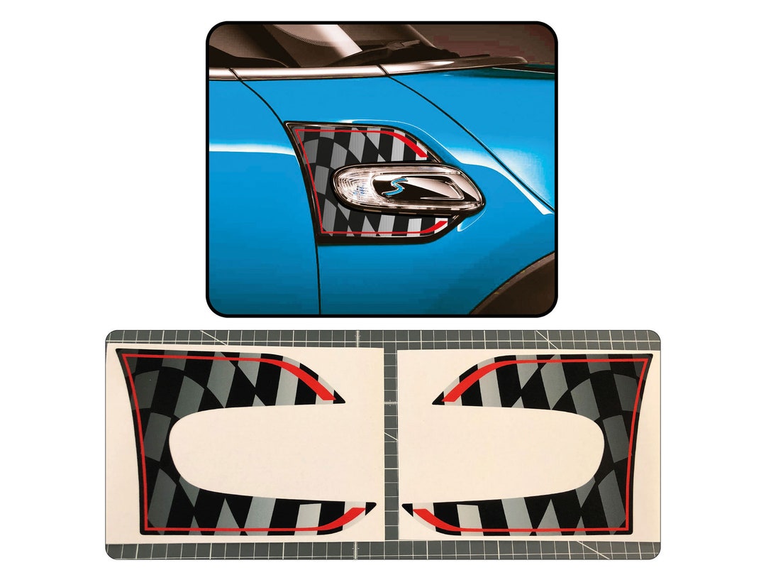 Chequered Flag Side Wing Trim Badge Decal Stickers Fits Mini Cooper One ...
