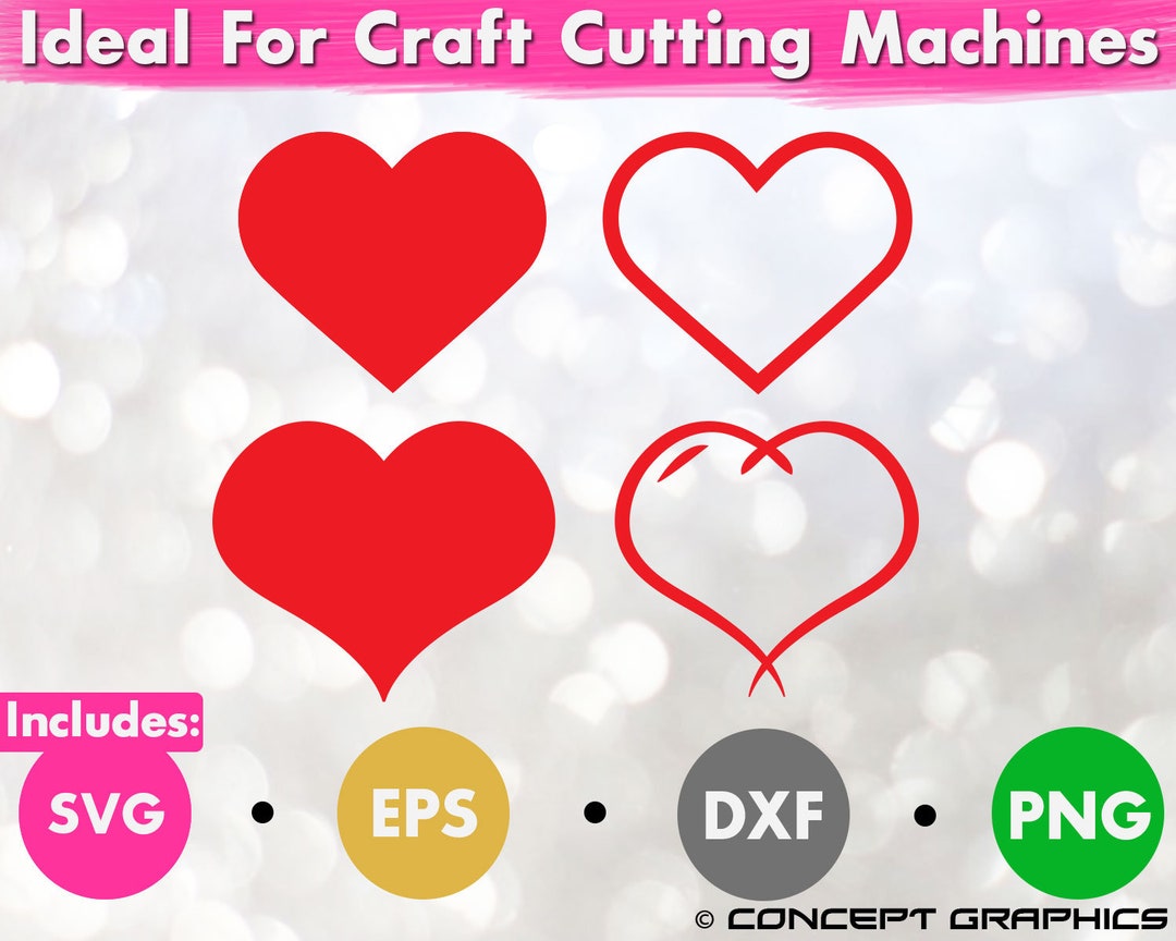 Love Heart Set Clipart, Svg, Eps, Dxf, Png Valentines Day Vector ...