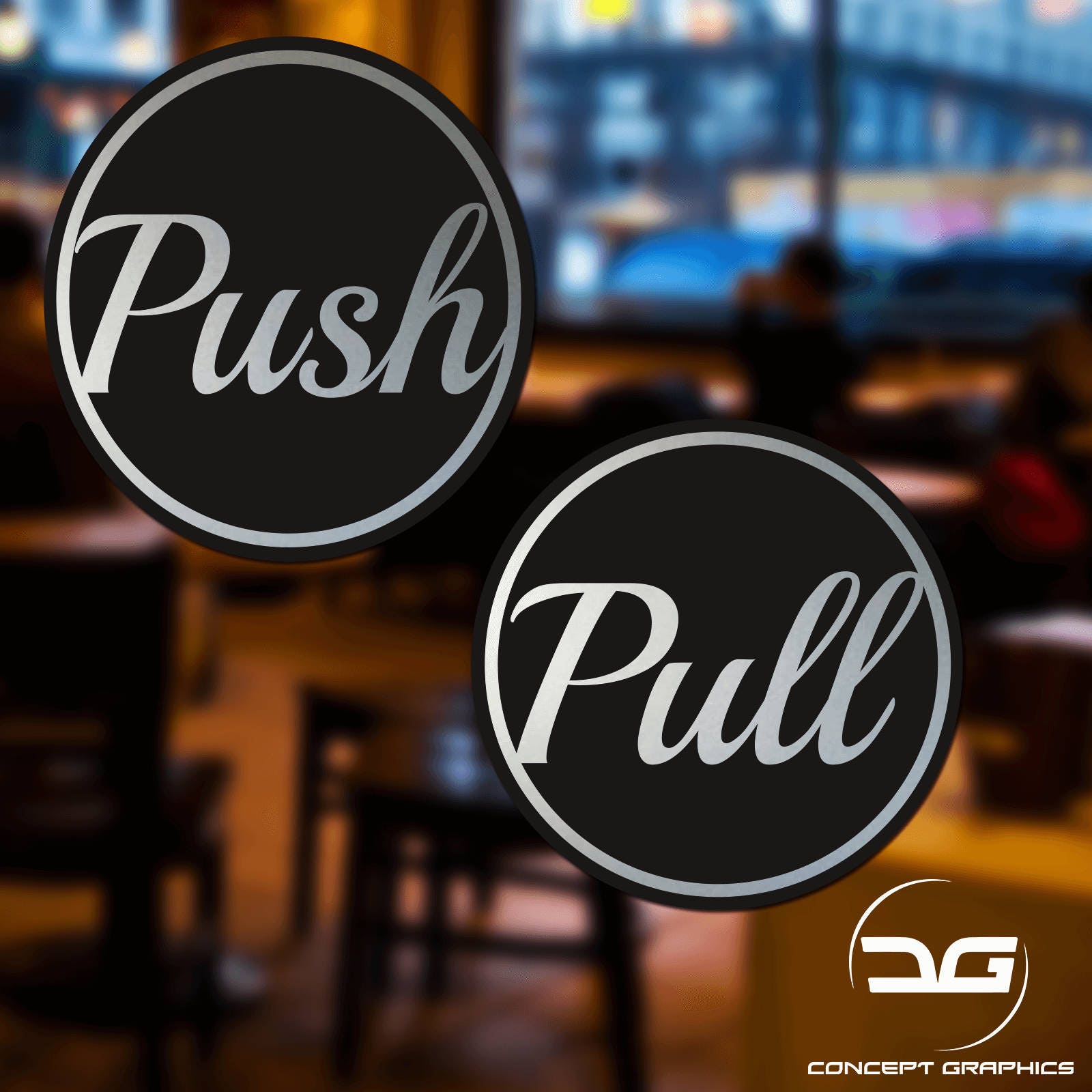 Push and Pull Vinyl Decal Sticker Safety Signs Ideal for Windows, Doors ...