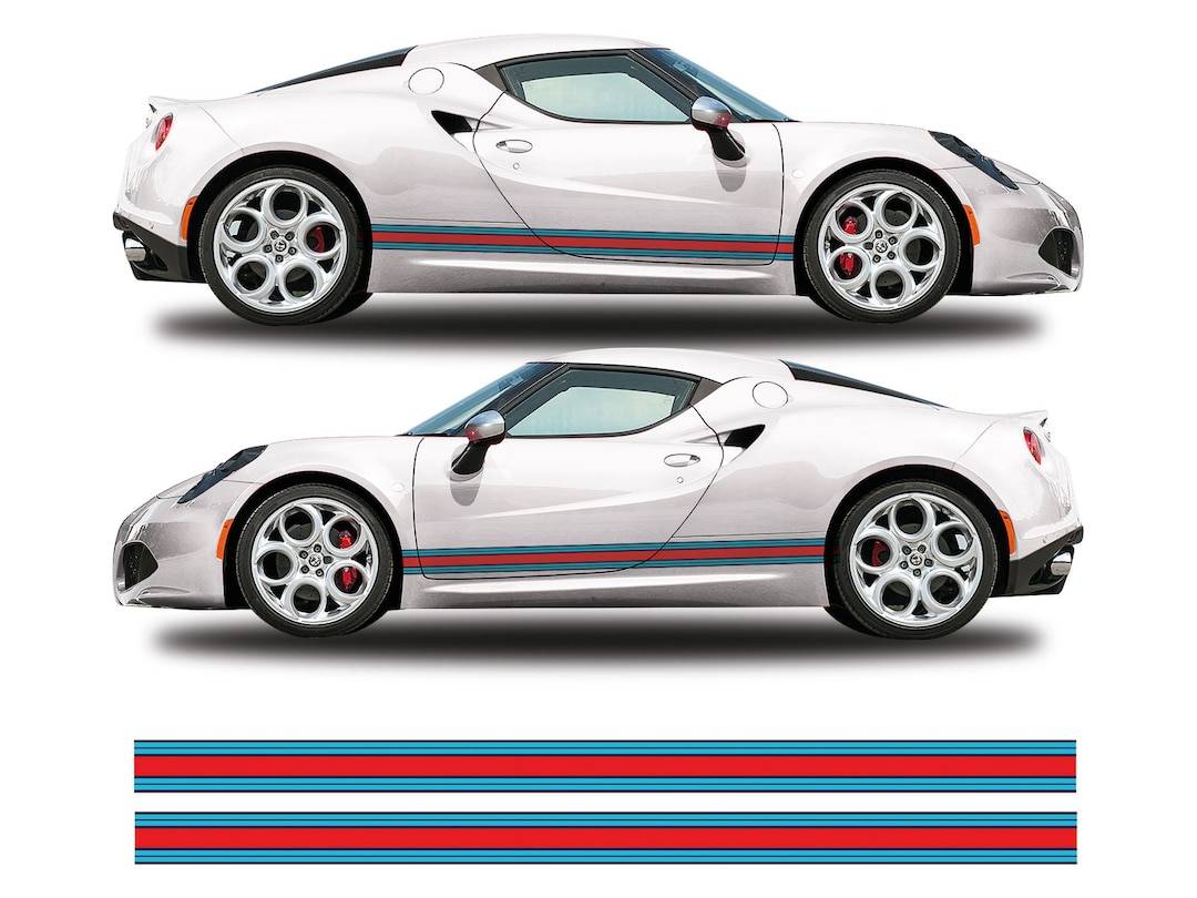 Full Colour Racing Side Stripe Graphic Decal Stickers for Alfa Romeo 4C ...