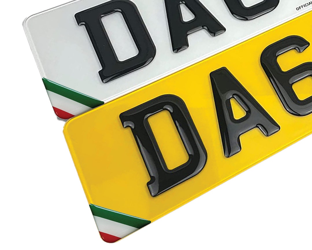 2x Italian Italy Flag Euro Car Number Plate Corner 3D Domed Gel Resin ...