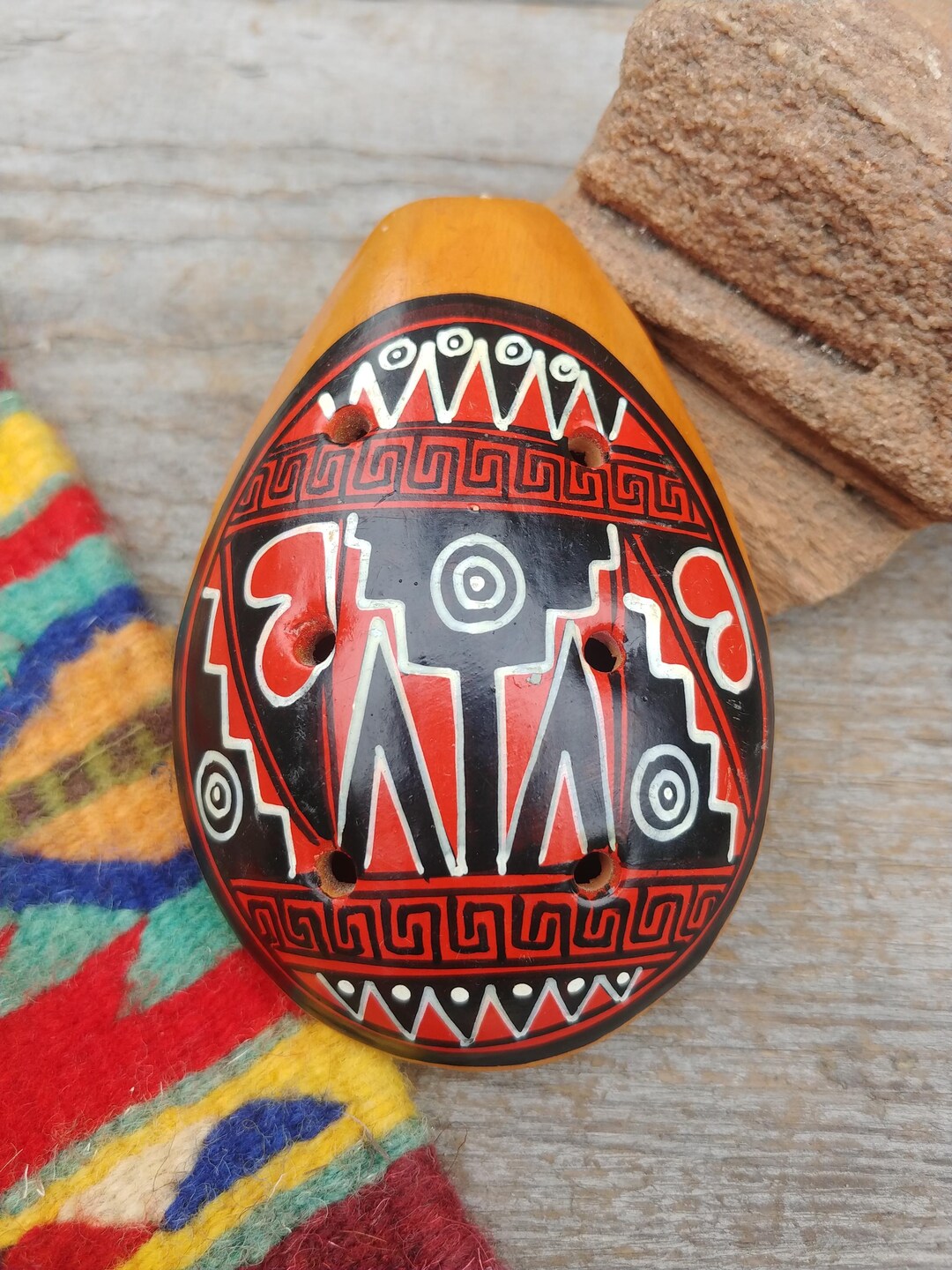 Vintage Peruvian Style Ocarina Clay Whistle // Collectible South ...