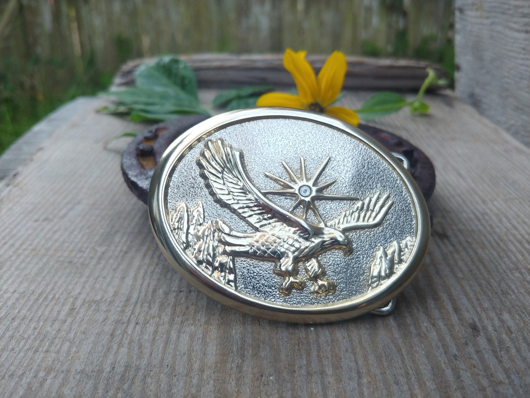 Vintage Eagle Belt Buckle // Gold Tone Flying Eagle Buckle - Etsy