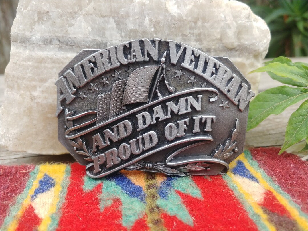 Vintage American Veteran Belt Buckle by Siskiyou - Etsy