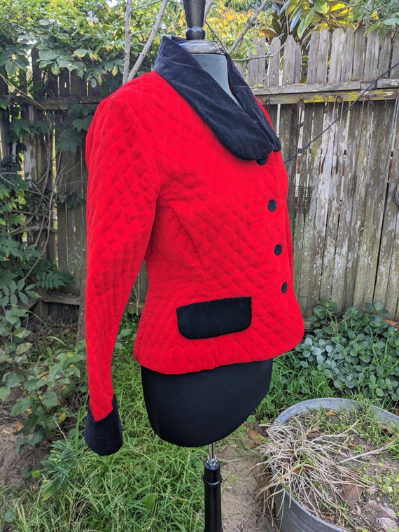 Vintage Quilted Red Velvet Jacket - Gem