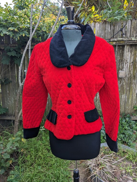 Vintage Quilted Red Velvet Jacket - Gem