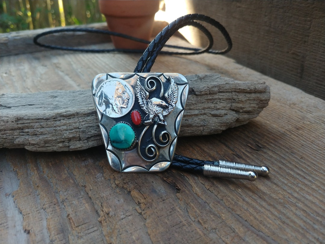 Vintage Southwestern Buffalo Nickel Bolo Tie // Western Style - Etsy