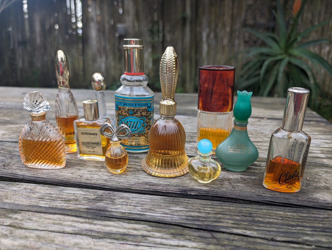 11 Vintage 80's Perfume Bottles Ungaro, Intimate, Wings, Elizabeth ...