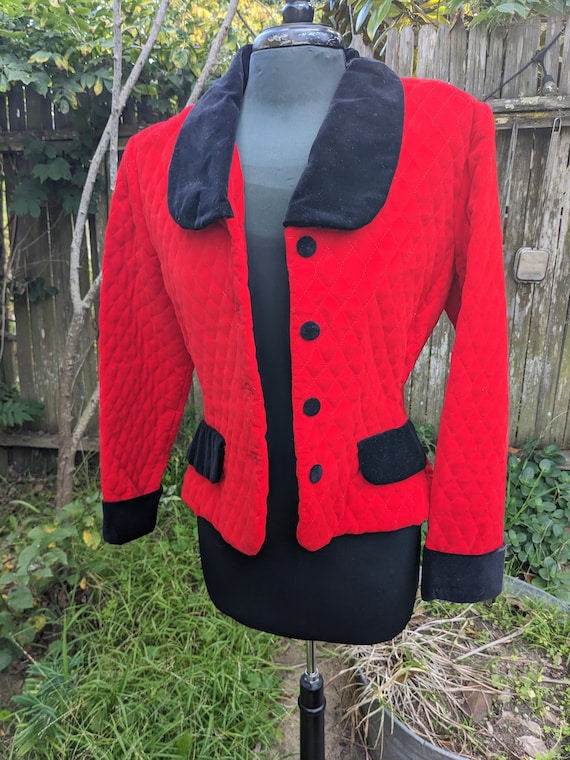 Vintage Quilted Red Velvet Jacket - Gem