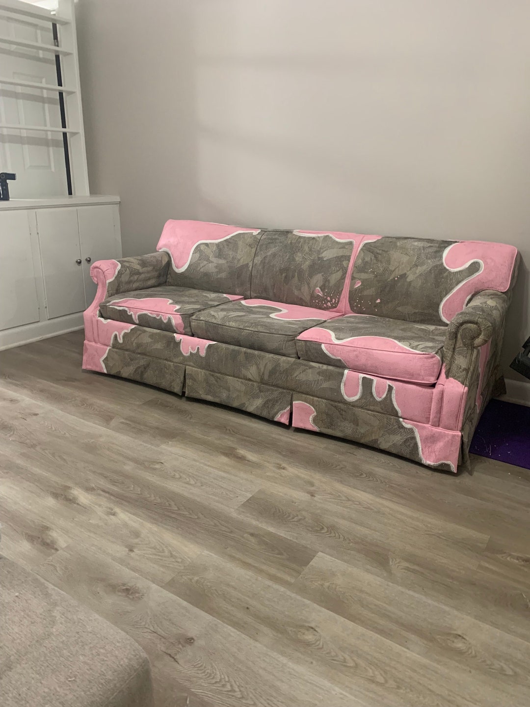 Pink Couch Custom Paint Drip Sleeper Sofa - Etsy