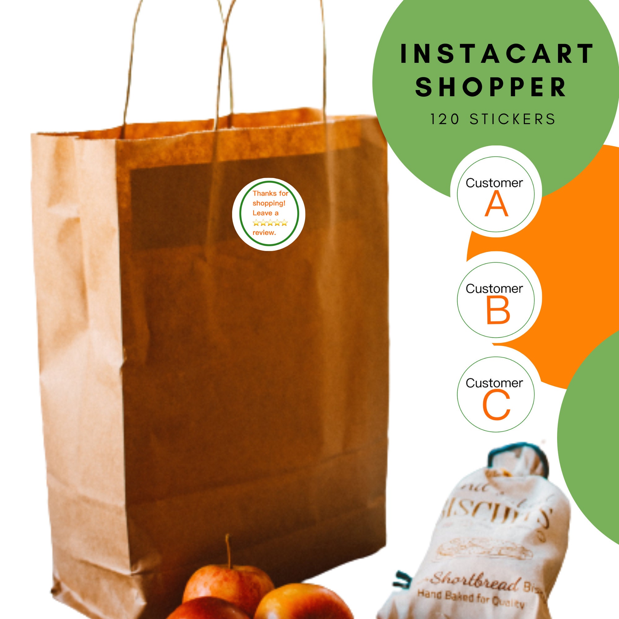 Instacart Shopper Stickers 120 Stickers Customer A B & C - Etsy