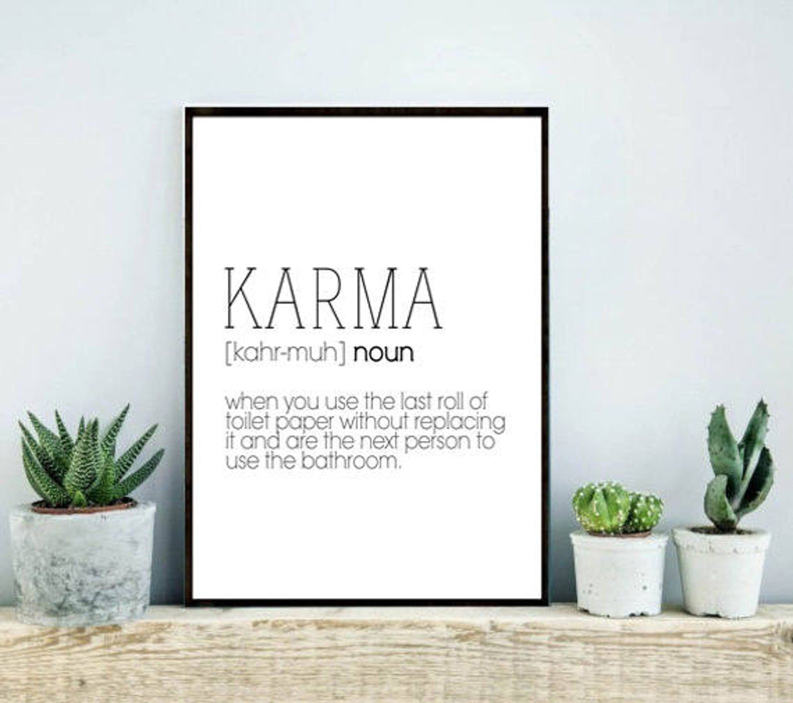 Karma Definition / Karma Poster / Funny Bathroom Decor / Karma Wall Art ...