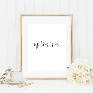 Optimism Decor / Inspirational Wall Art / Hand Letter Art / Office ...