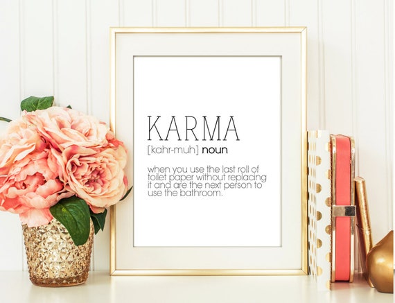 Karma definition / karma poster / funny bathroom decor / karma | Etsy