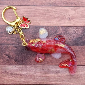 Handmade Resin Koi Fish Keychain, Red Koi Fish, Keychain Clip, Purse ...