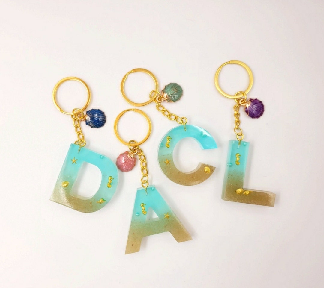 Custom Letter Initial Key Chain, Letter Name Keychain, Personalized ...
