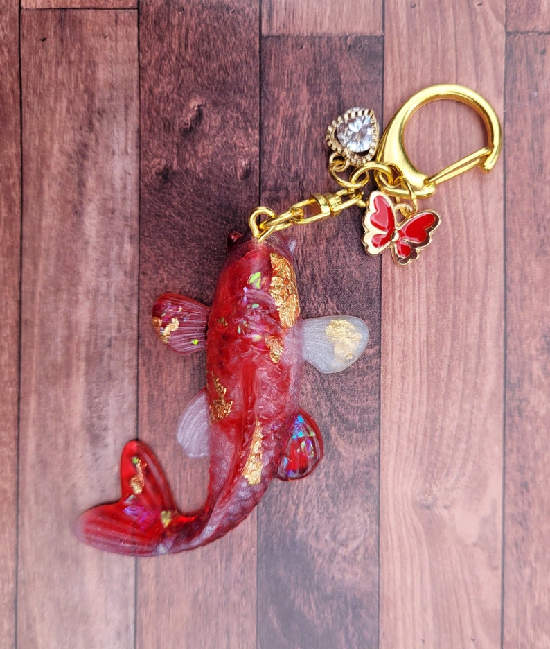 Handmade Resin Koi Fish Keychain Red Koi Fish Keychain Clip | Etsy