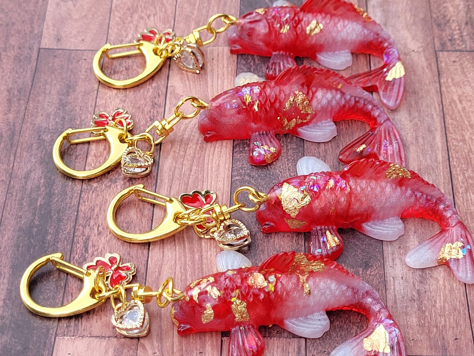 Handmade Resin Koi Fish Keychain Red Koi Fish Keychain Clip | Etsy