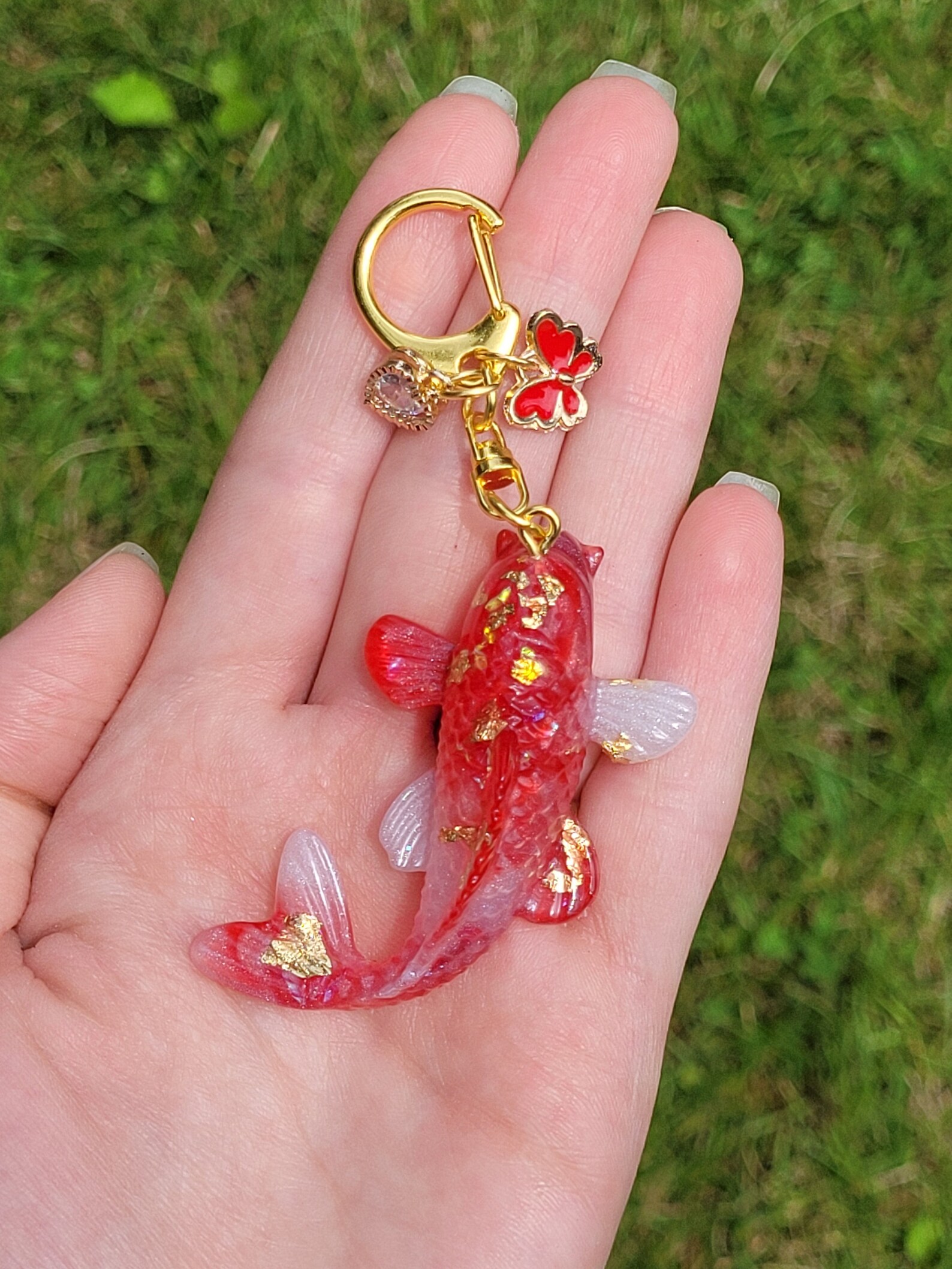 Handmade Resin Koi Fish Keychain Red Koi Fish Keychain Clip | Etsy