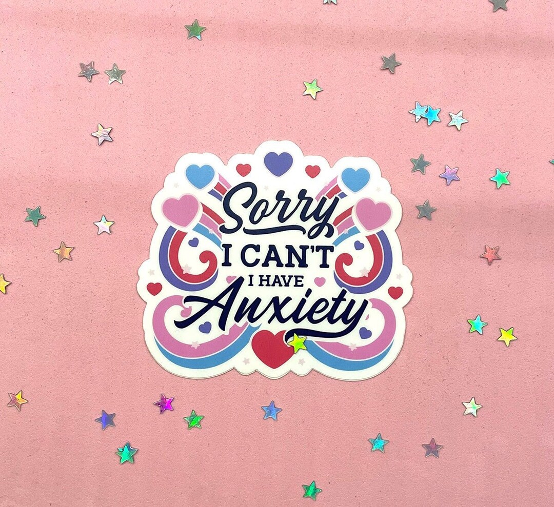 Sorry, I Have Anxiety Sticker, Pastel Vintage Kitsch Retro, Funny ...