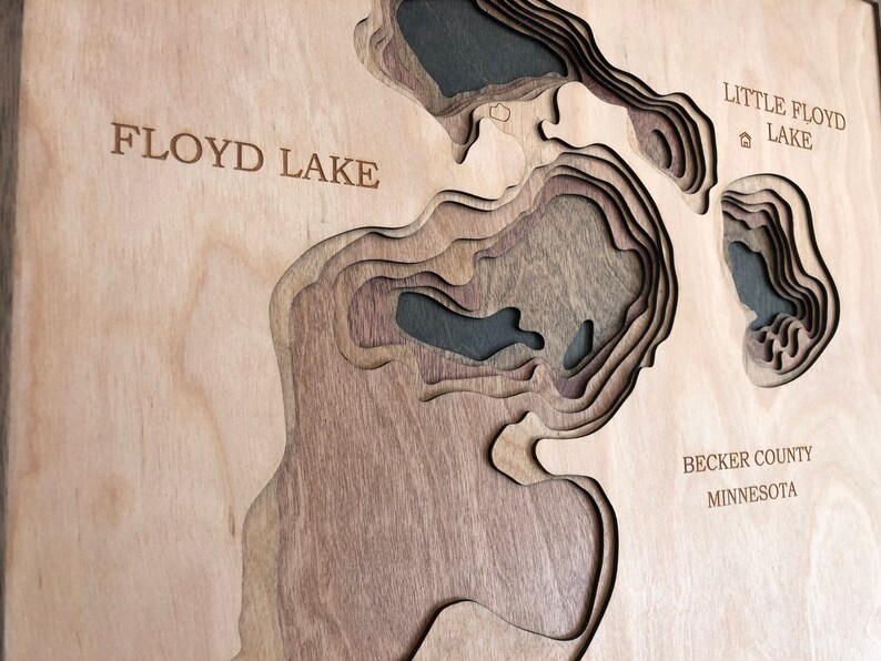 Laser Cut Wood Topography Map | Floyd Lake - Etsy