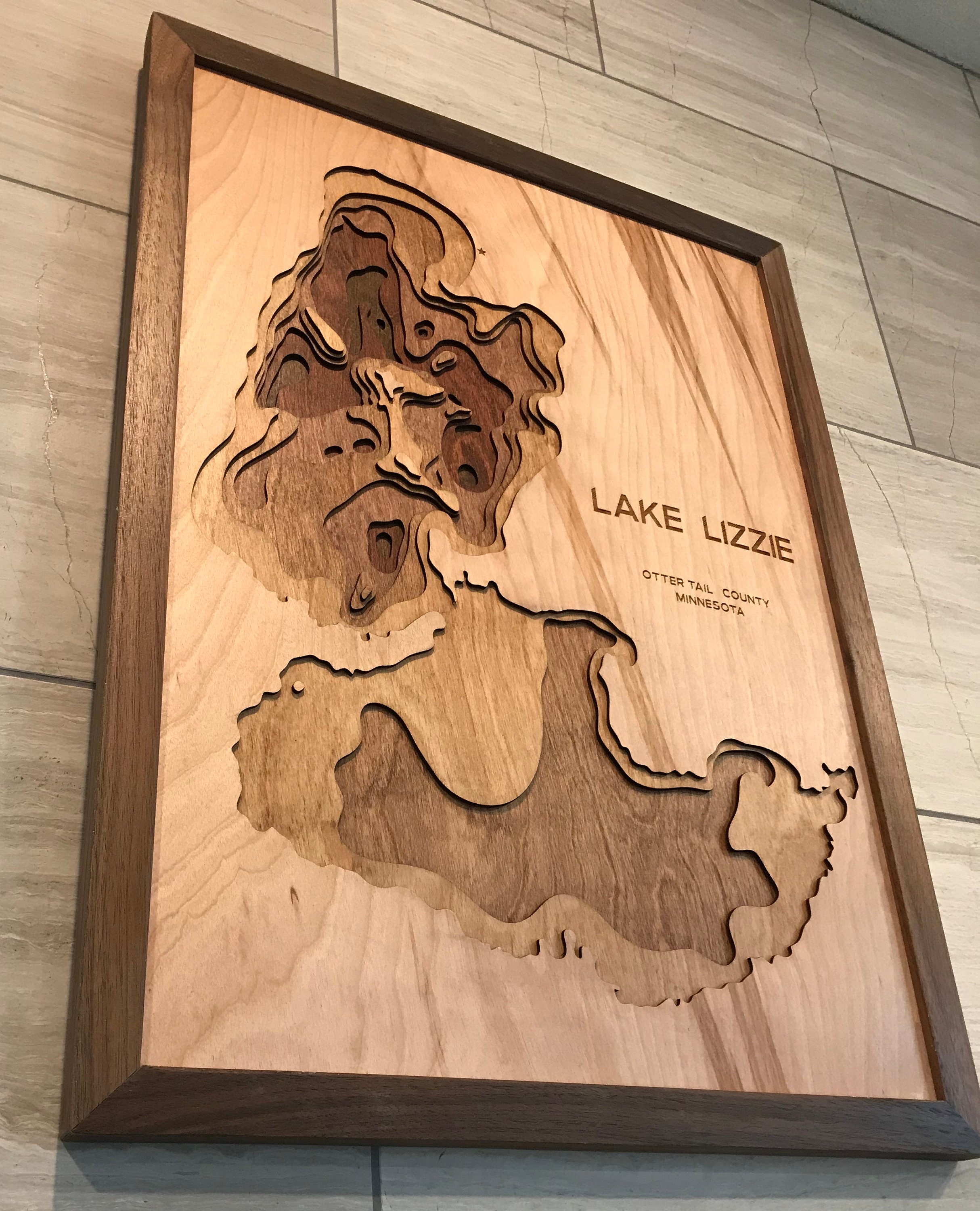 Laser Cut Wood Topography Map | Lake Lizzie - Etsy