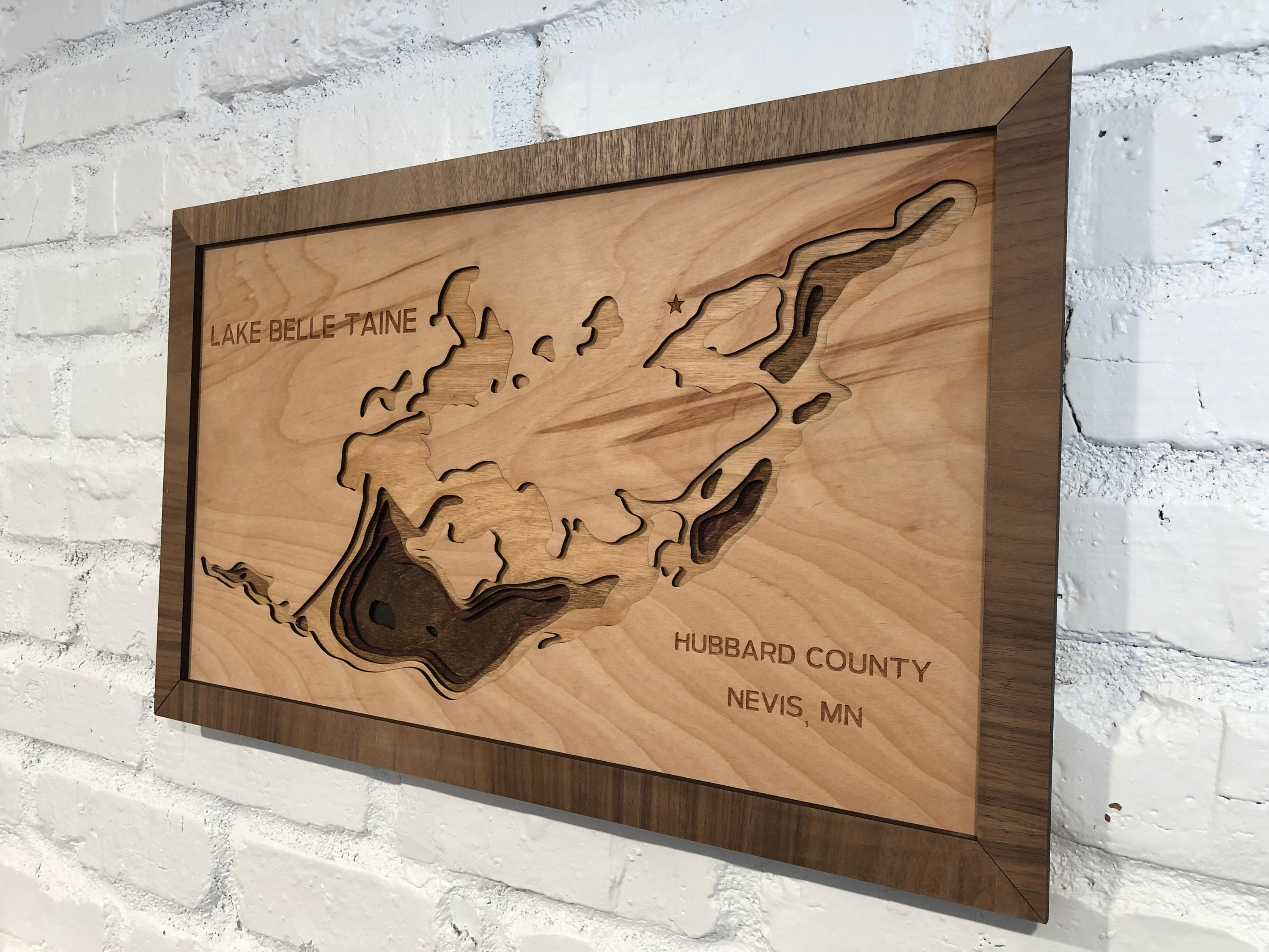 Laser Cut Wood Topography Map | Lake Belle Taine - Etsy
