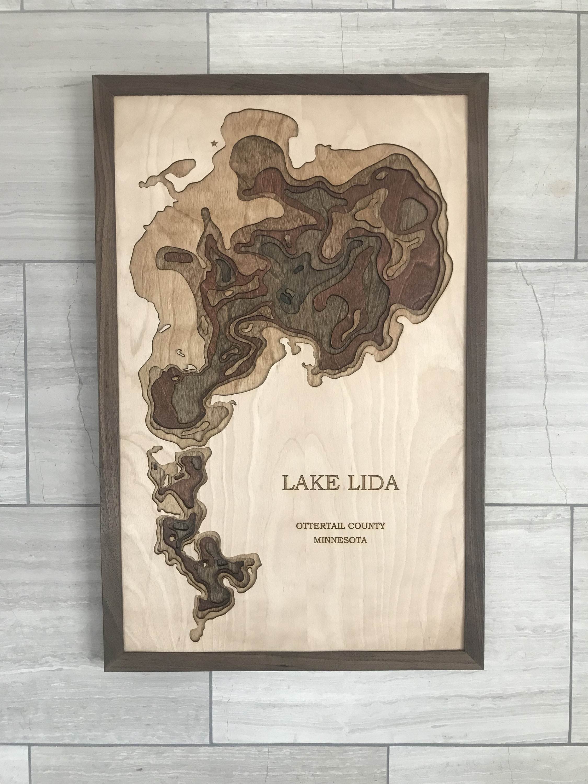 Laser Cut Wood Topography Map Lake Lida | Etsy