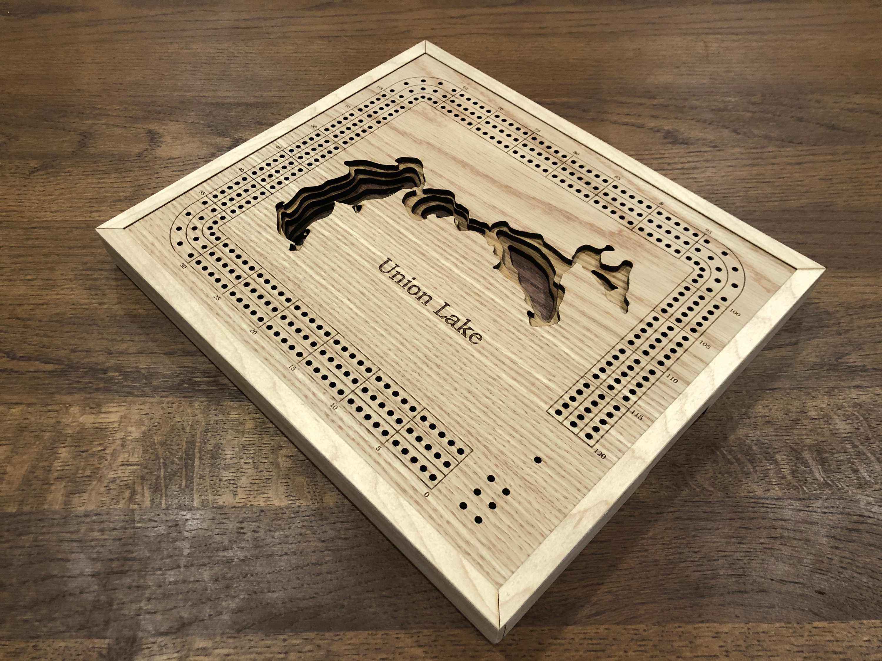 Laser Cut Cribbage Board W/ Custom Lake Topogrpahy - Union Lake - Etsy