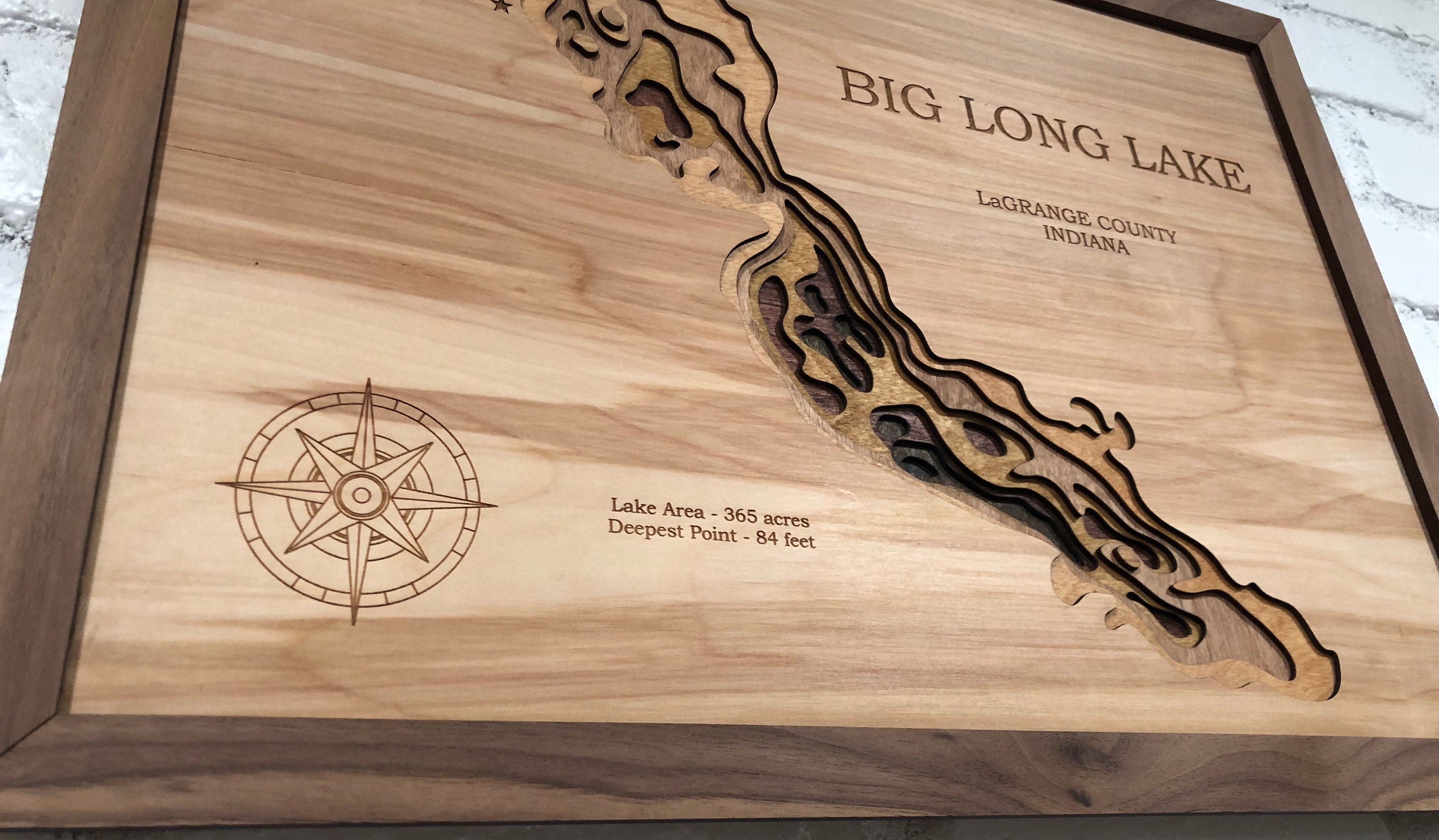Laser Cut Wood Topography Map Big Long Lake - Etsy.de