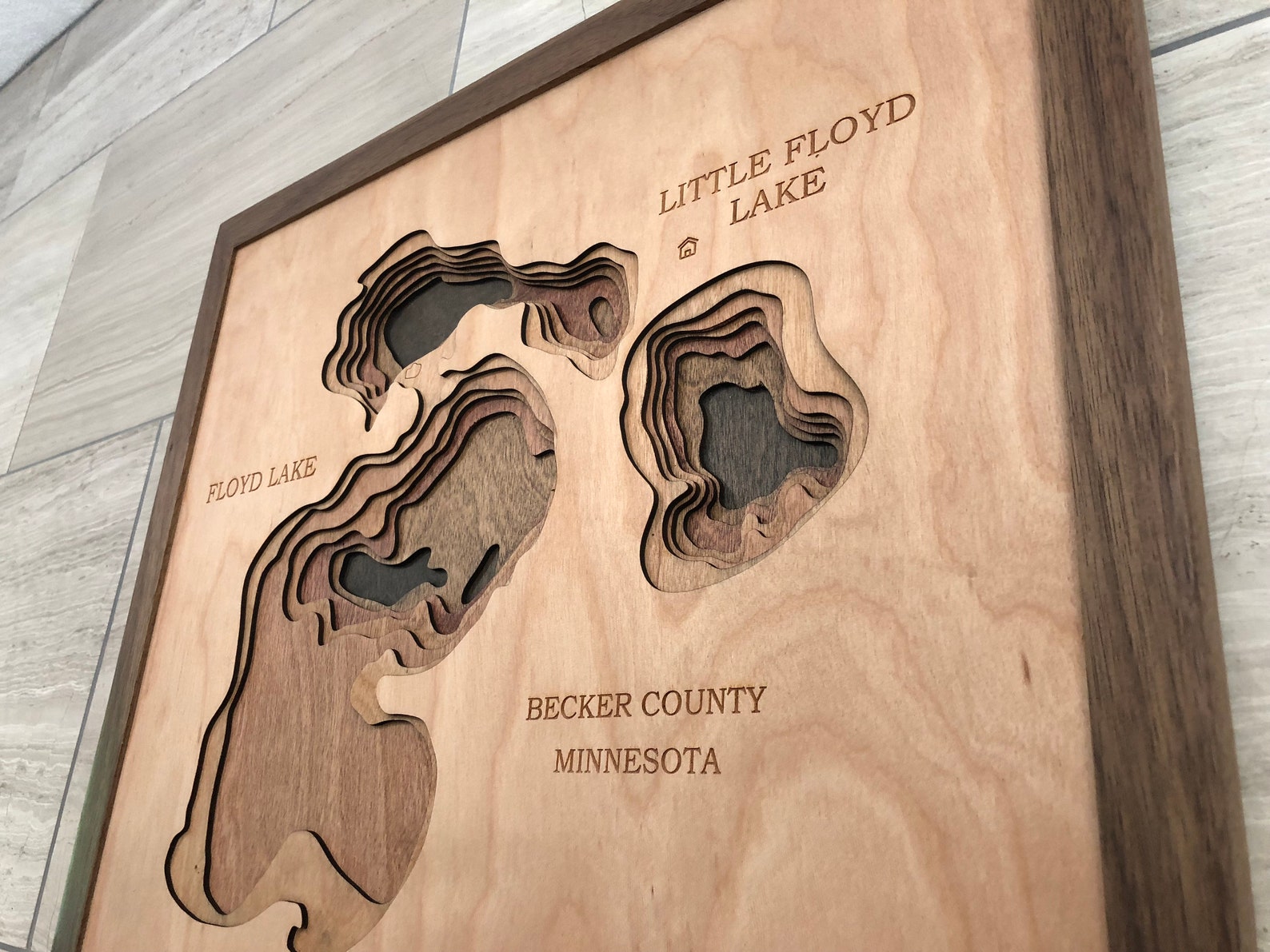 Laser Cut Wood Topography Map | Floyd Lake - Etsy