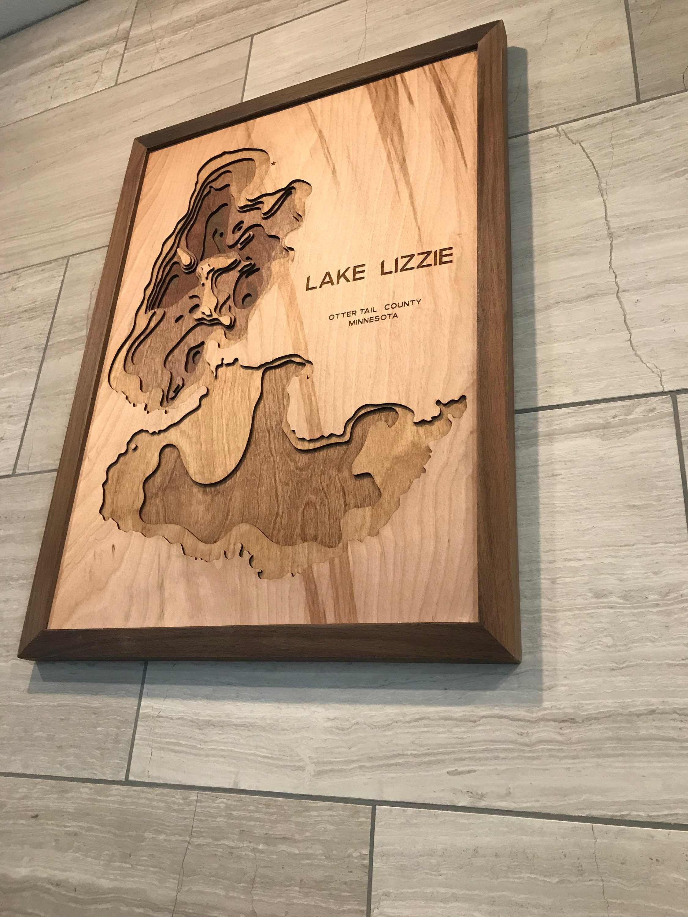 Laser Cut Wood Topography Map | Lake Lizzie - Etsy