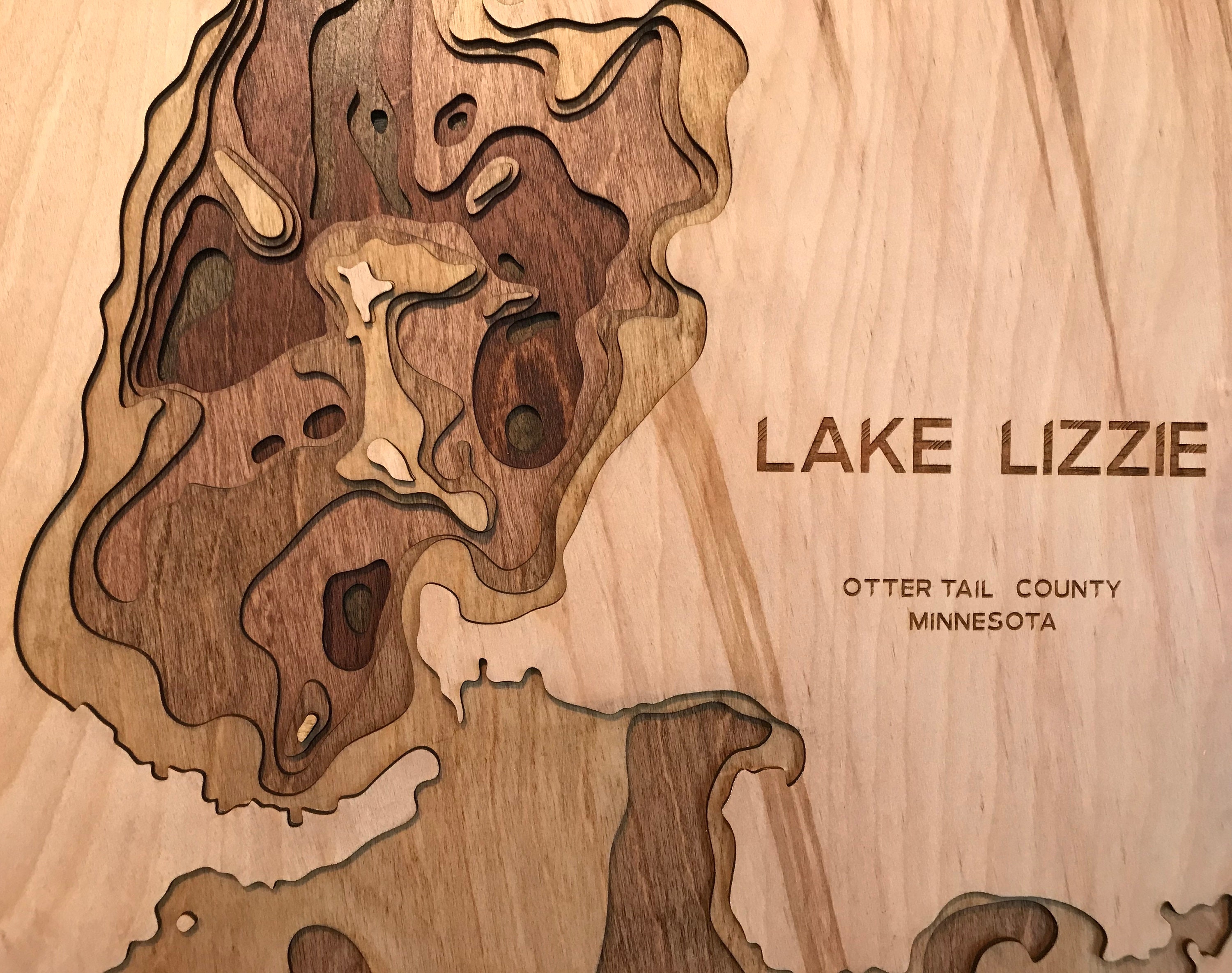 Laser Cut Wood Topography Map | Lake Lizzie - Etsy