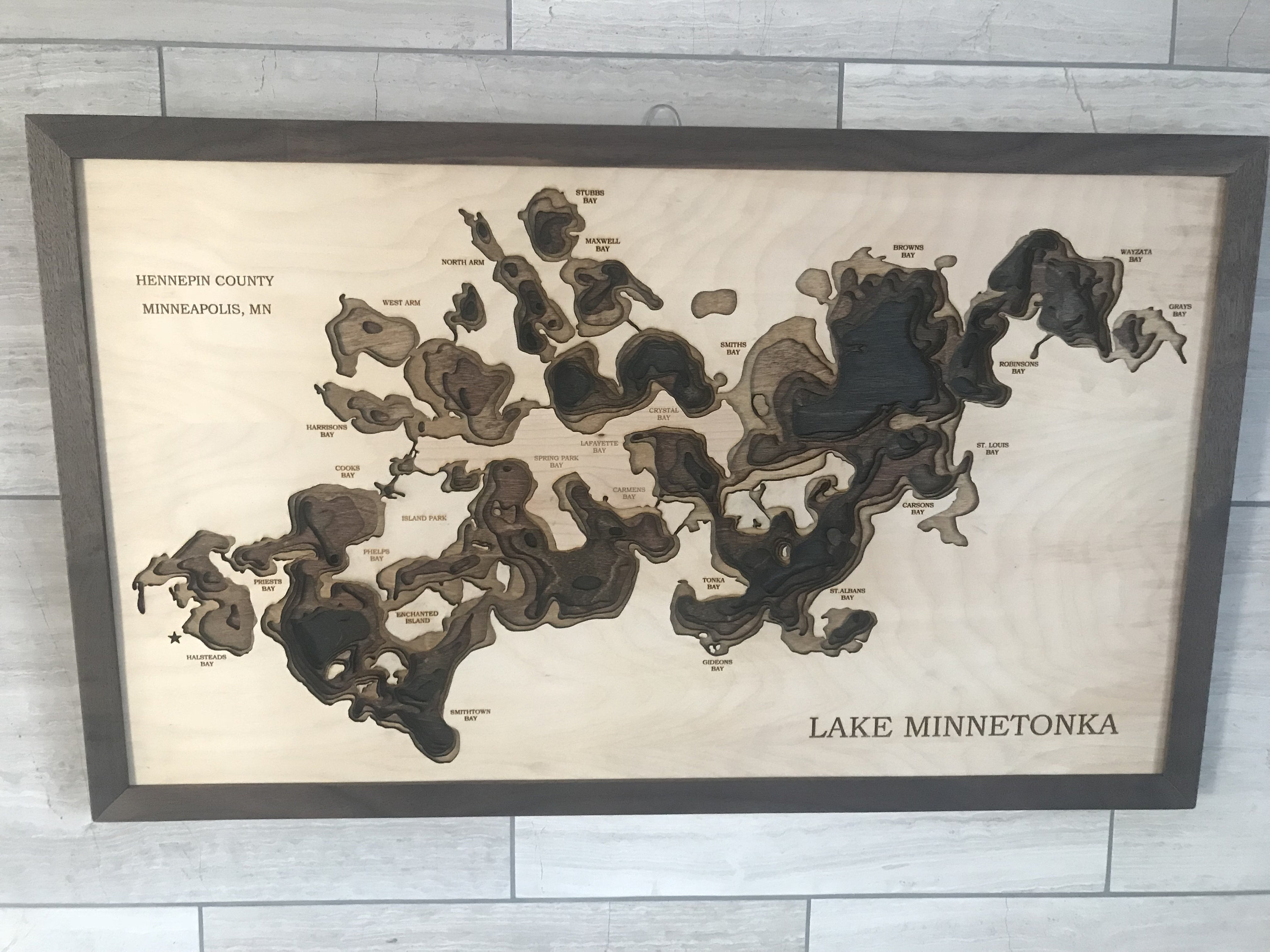 Laser Cut Wood Topography Map | Lake Minnetonka - Etsy