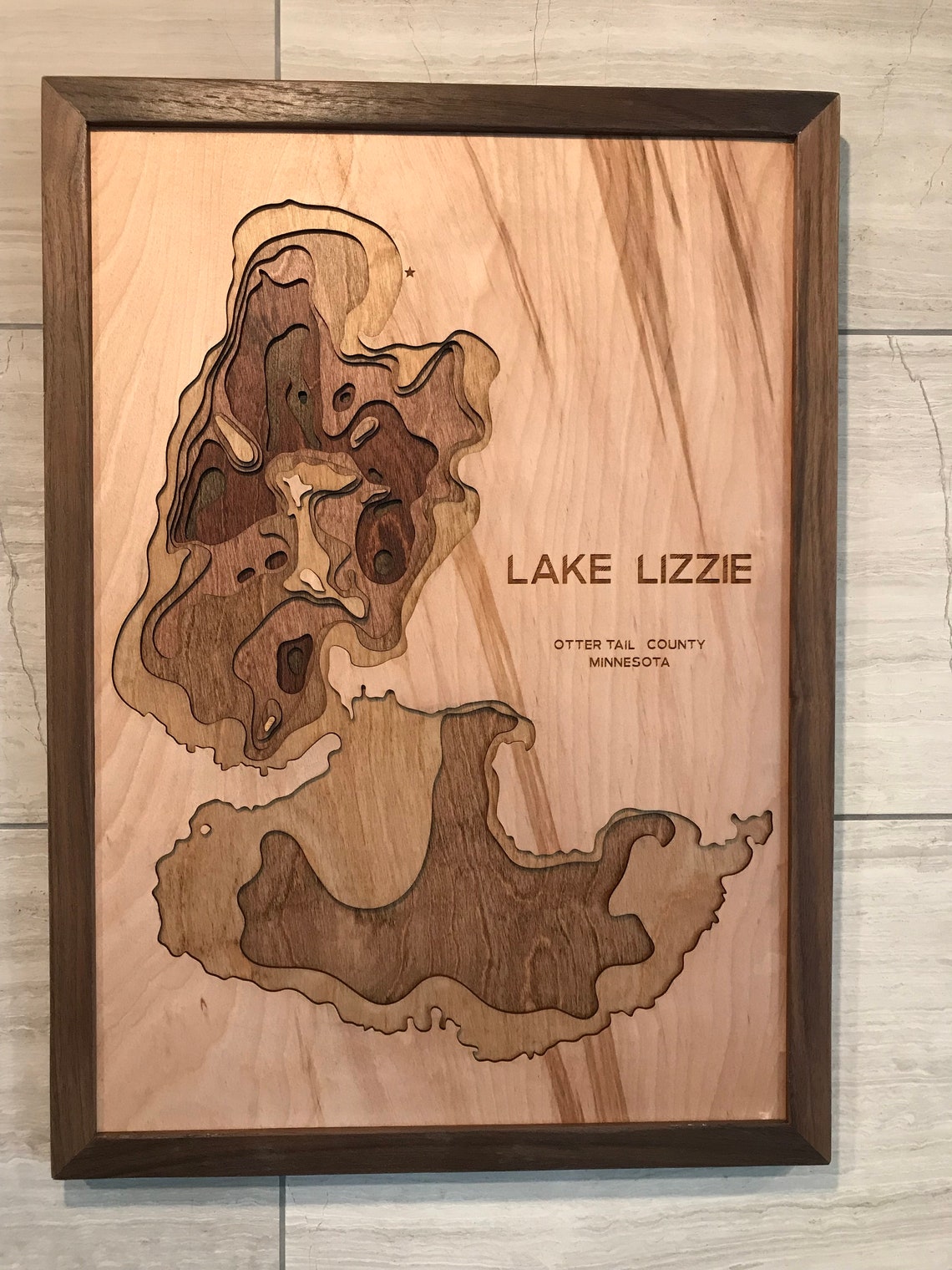 Laser Cut Wood Topography Map | Lake Lizzie - Etsy