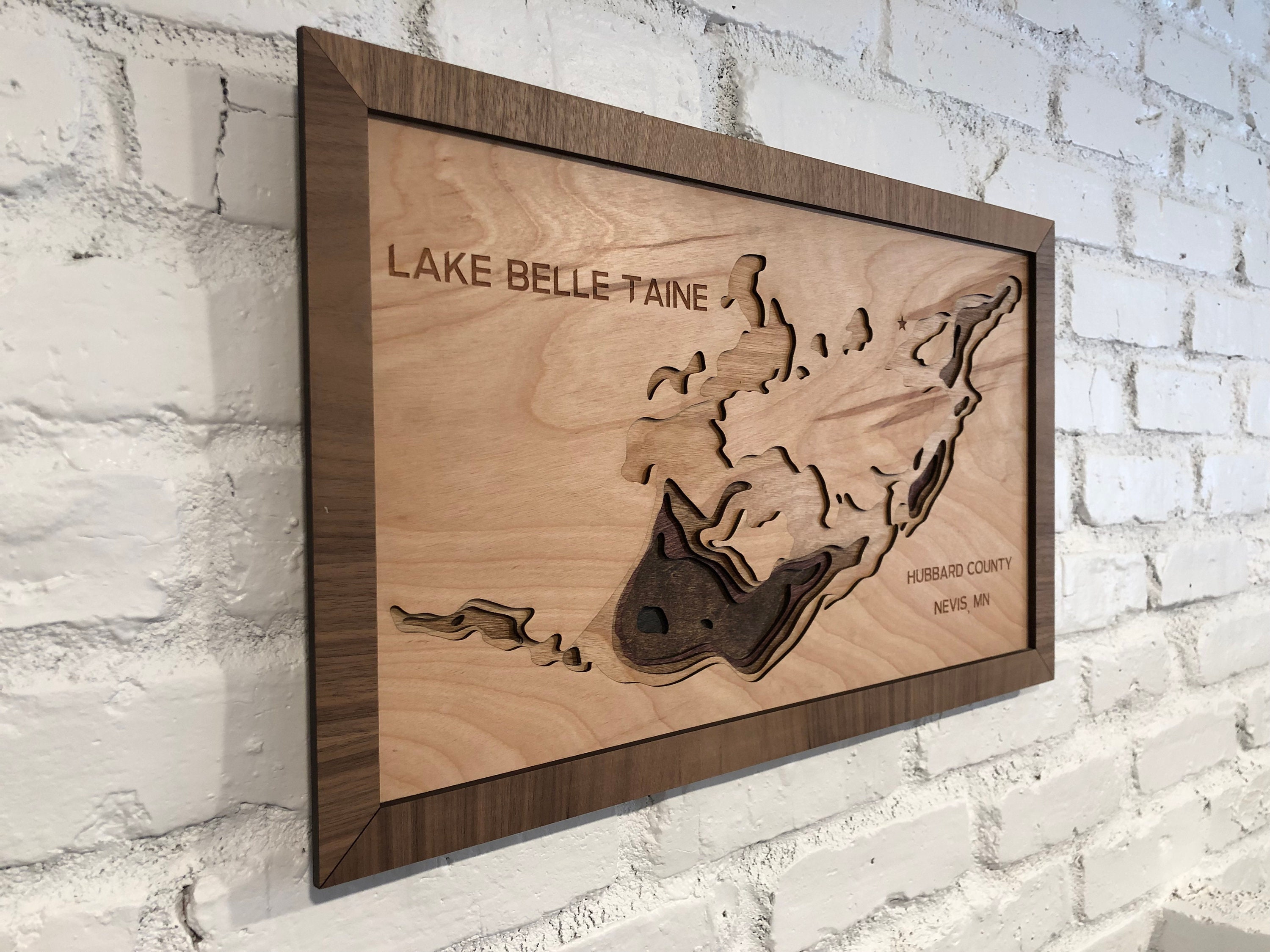 Laser Cut Wood Topography Map | Lake Belle Taine - Etsy