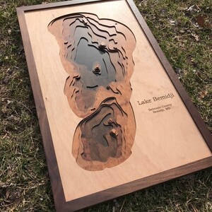 Laser Cut Wood Topography Map | Lake Bemidji - Etsy